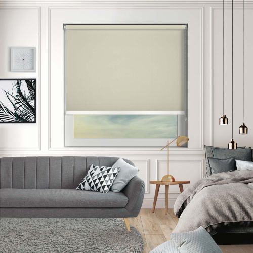 Bedtime Hessian With White Bottom Bar Roller Blinds|Look Now!